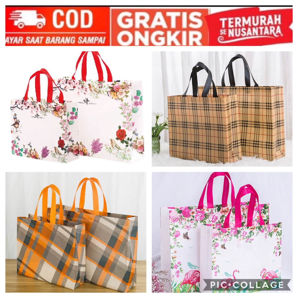 Jual Tas Paper Bag Goodie bag Kain Motif Premium Tas Hampers Besar XXL ...