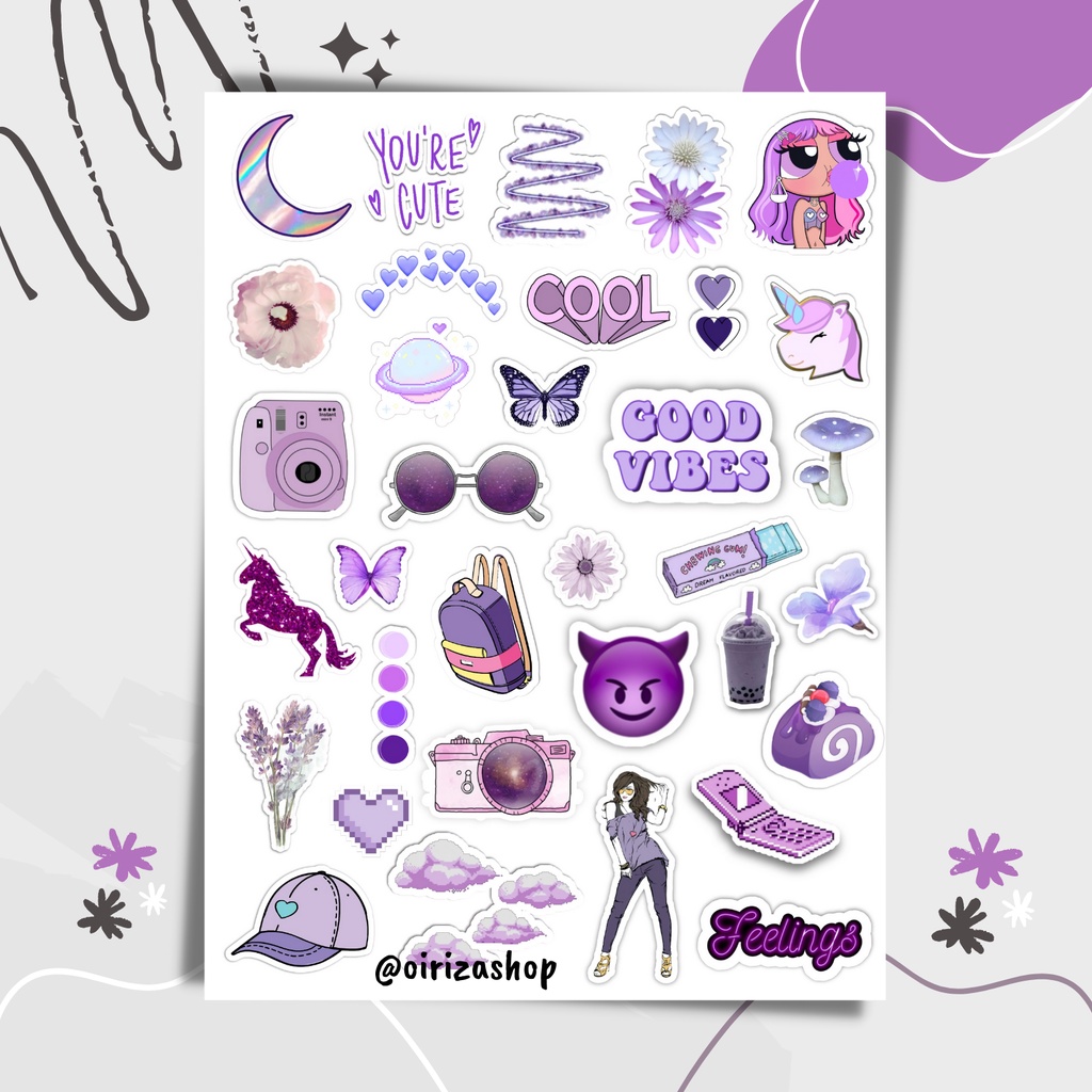 Purple Cute Stickers, Purple Aesthetic, Free Clip Art, 46% OFF