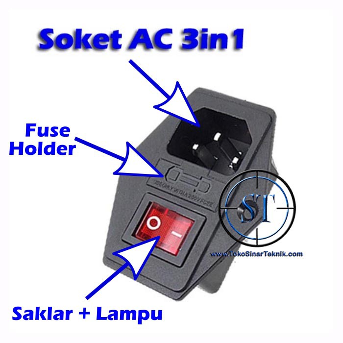 Jual BA-88-3in1 Socket AC 3in1 + Saklar 4 Pin + Fuse Holder Power ...
