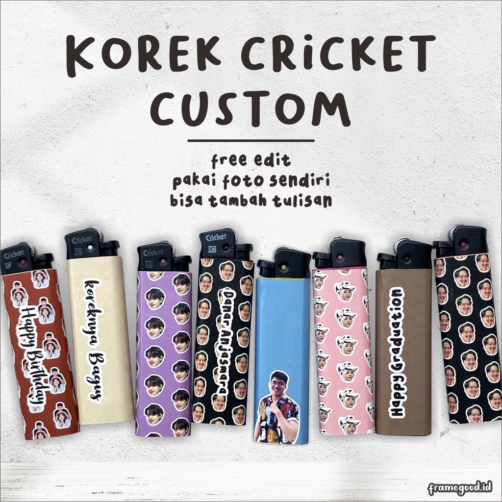 Jual KOREK CUSTOM FOTO TULISAN / korek cricket / stiker tahan air ...