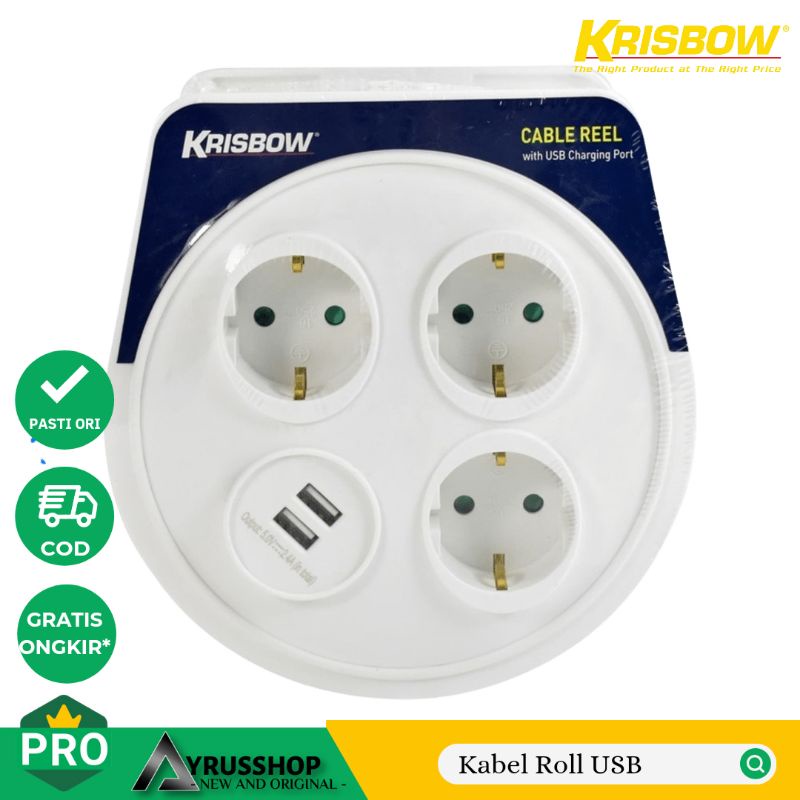 Jual Krisbow Kabel Roll USB 7mtr SNI/Kabel Gulung Dengan Socket USB ...