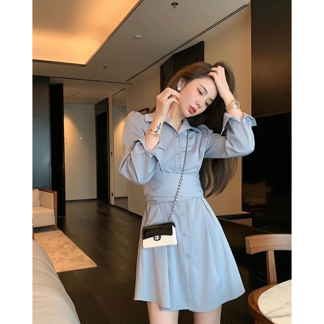 Jual Madeline Dress Korean Simple Basic Casual Polos Dinner Kerah Kerja ...