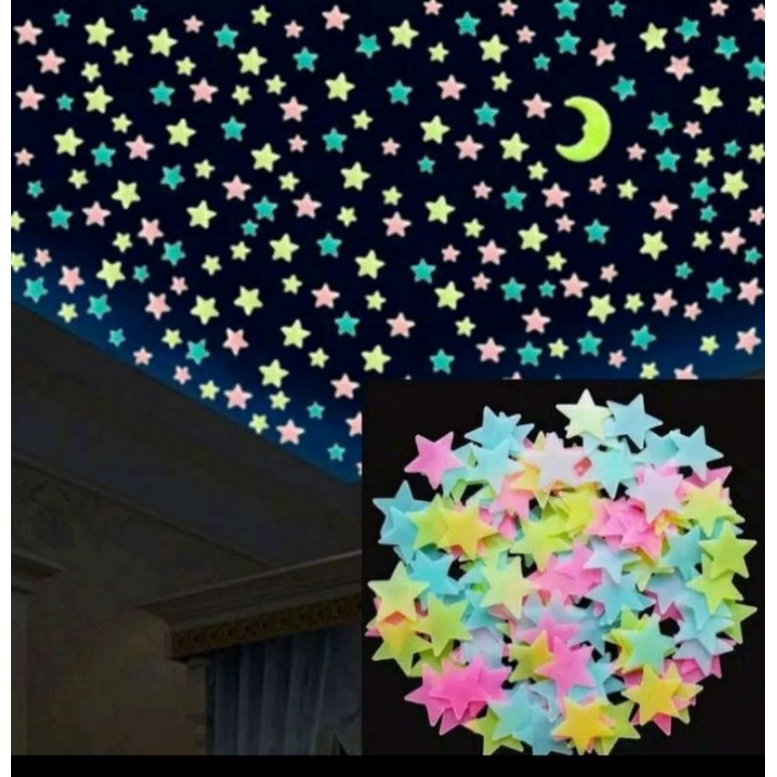 Jual Glow in the dark Start / Stiker Bintang (100 pcs) / Stiker Dinding ...
