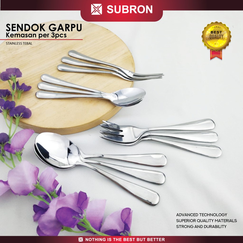 Jual SUBRON 3Pcs Sendok Garpu Makan Buah Dessert Teh/Kopi Stainless ...