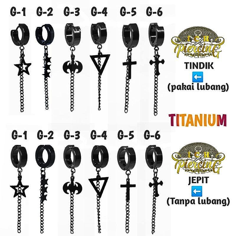 Jual BEST PRODUK Anting Titanium BLACK / Anting Tindik dan jepit ...