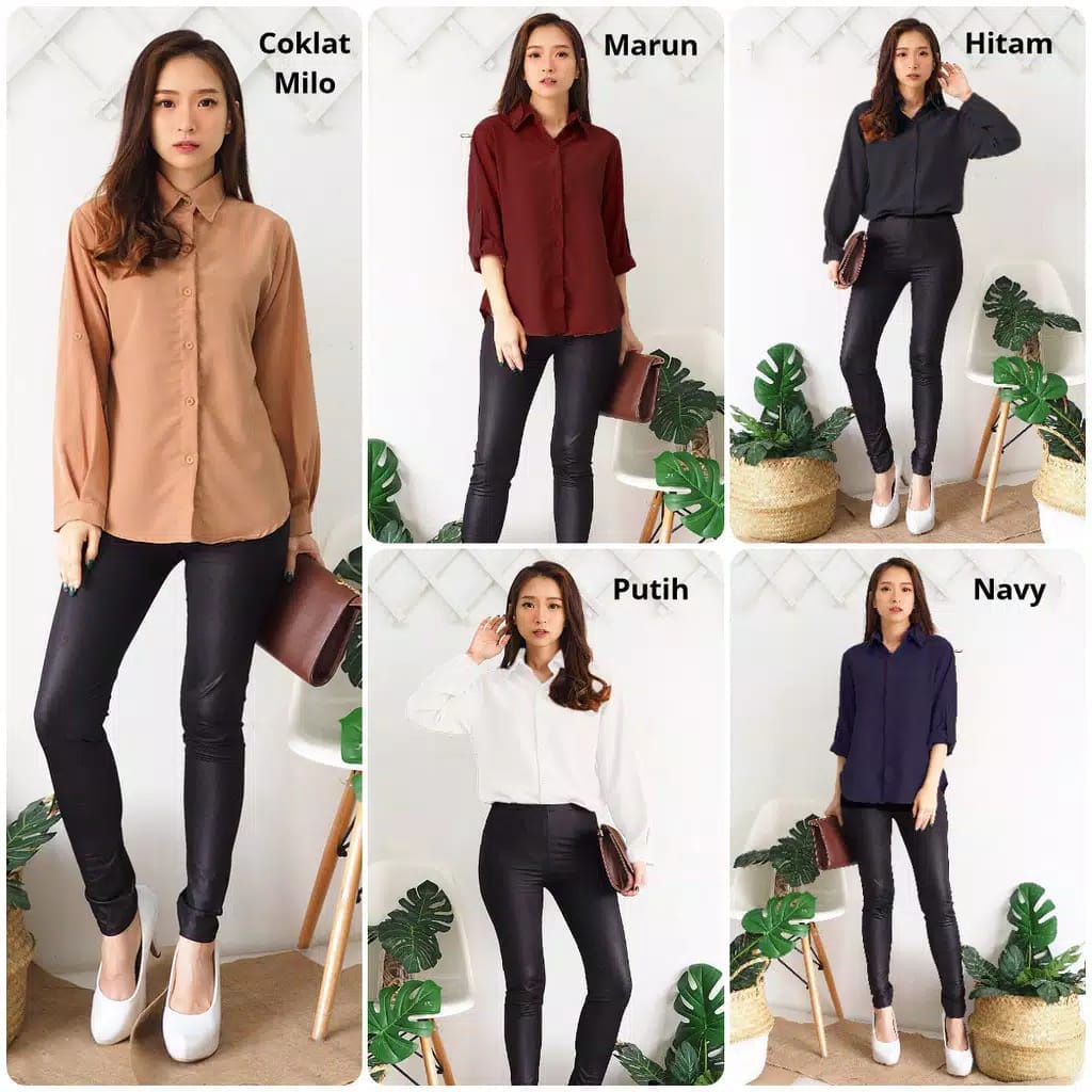Jual KEMEJA POLOS TANGAN SKODER // AUREL KEMEJA WANITA POLOS BASIC LENGAN PANJANG (Bahan Katun ...