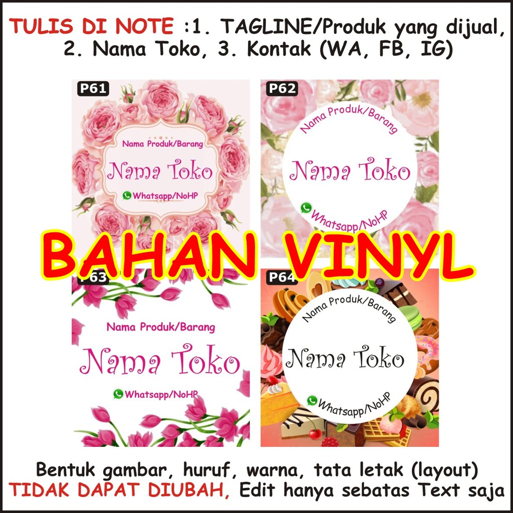 Jual (VINIL-12) STIKER PERSEGI ISI 70 /STIKER PRODUK/STIKER KEMASAN ...