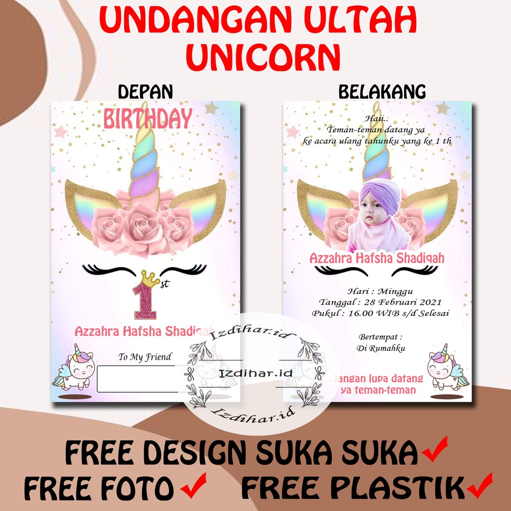 Jual (UNDANGAN ULTAH) /Undangan ulang tahun / undangan ultah / undangan ...