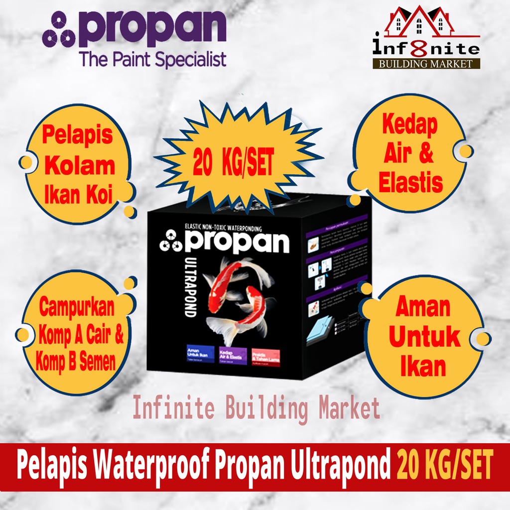 Jual Cat Kolam Ikan Koi Anti Bocor Waterproofing Propan Ultrapond 20 KG ...