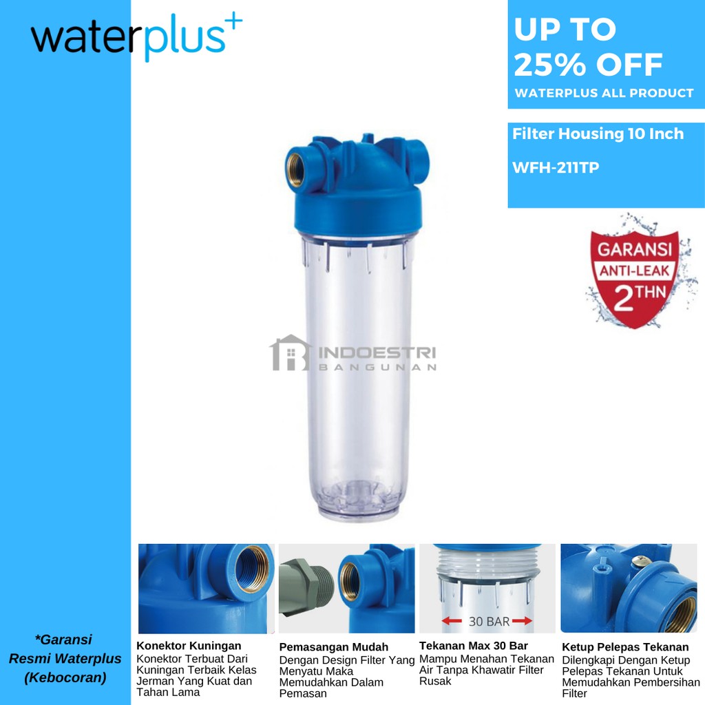 Jual Filter Housing Waterplus WFH 211TP (1 Step Filter) (10") | Shopee ...