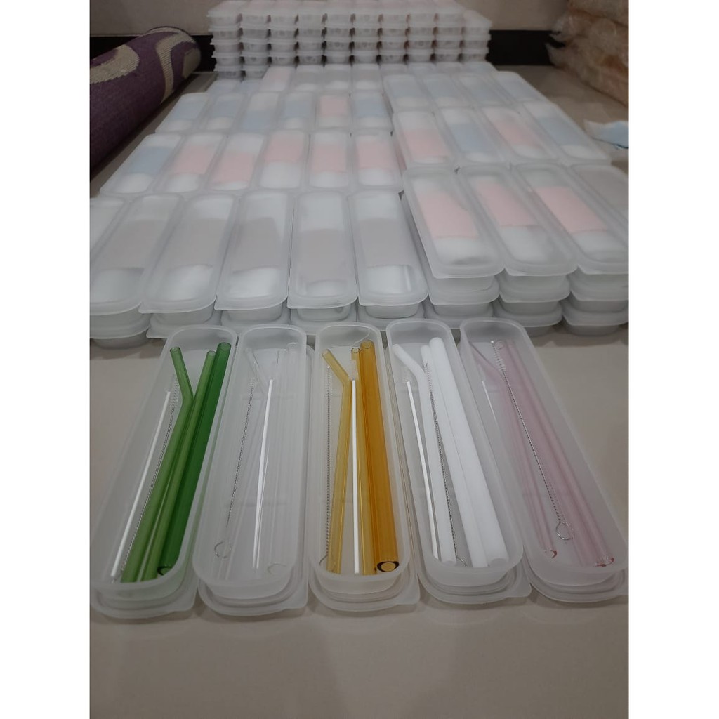 Jual Sedotan Kaca pyrex Glass Fullset | Shopee Indonesia