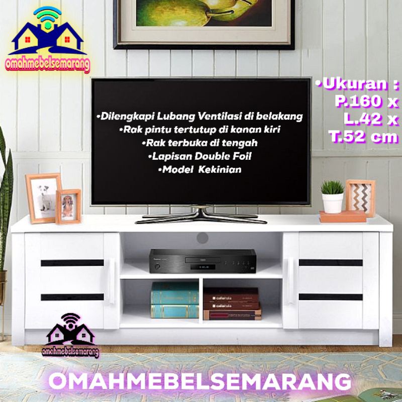 Jual Meja Rak TV AURA Buffet minimalis Audio Video Rack modern putih ...