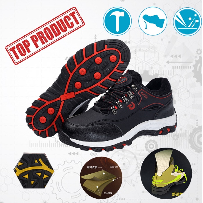 Jual sepatu safety pria ujung besi import anti paku ringan original ...