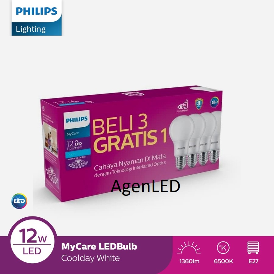 Jual PHILIPS Lampu LED 6W 8W 10W 12W Bohlam 6 8 10 12 w watt PUTIH Bulb philip My Care Pack ...