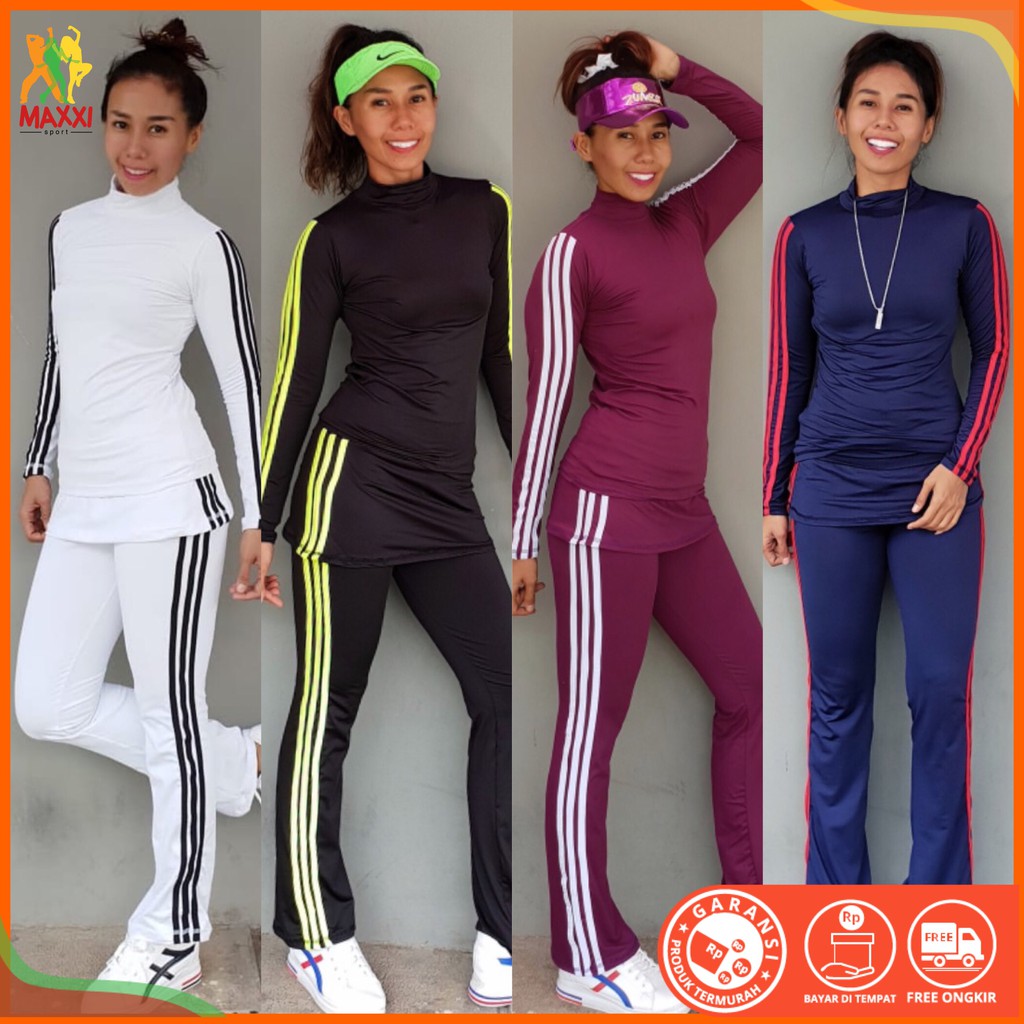 Jual Baju Senam Setelan Outdoor Zumba Fitness Yoga Set Panjang Hijab ...