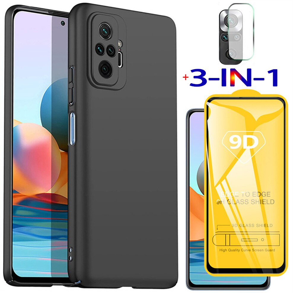 Jual Xiaomi Redmi Note 10 Pro PAKET 3IN1 Case Black Matte Tempered ...