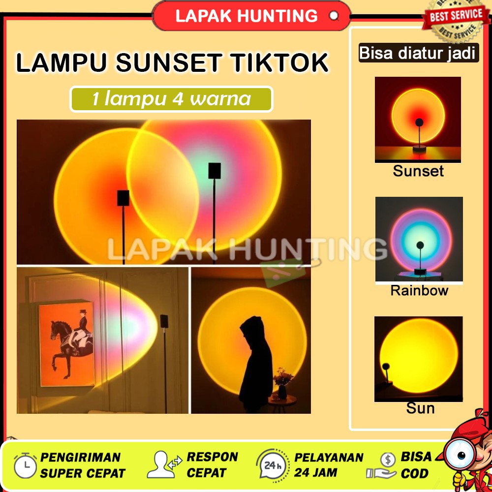 Jual LAMPU SUNSET TIKTOK RGB PROYEKTOR MOTIF MATAHARI TERBENAM / LAMPU ...