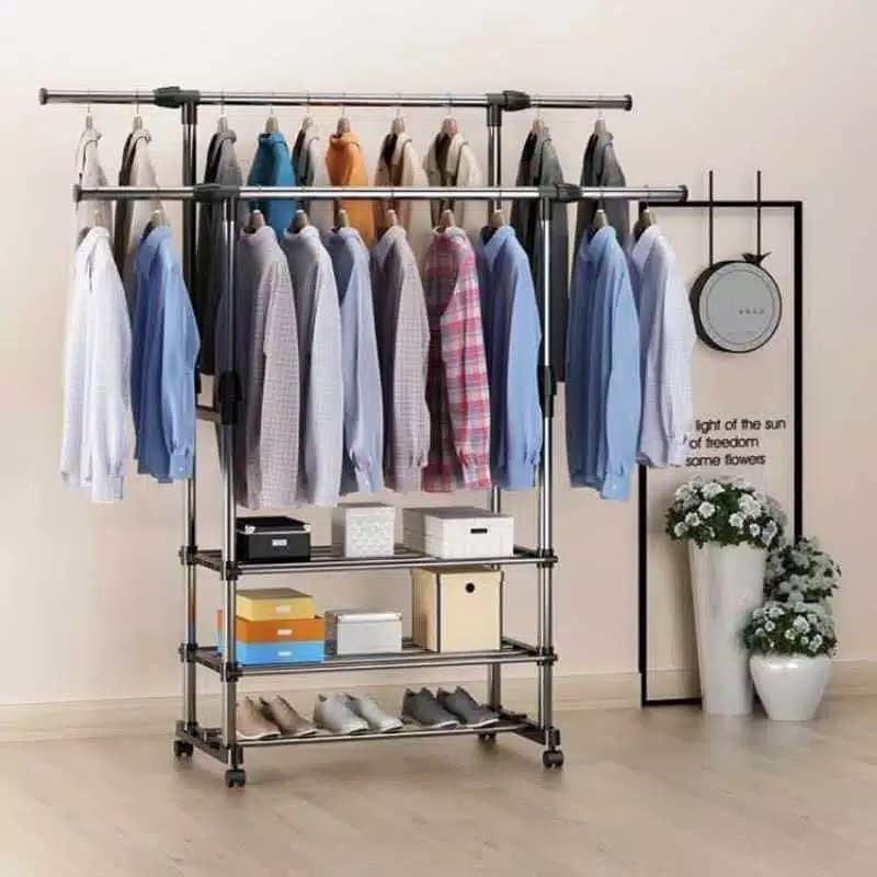 Jual STAND HANGER TRIPLE - RODA RAK GANTUNG PAKAIAN BAJU TIGA TINGKAT ...