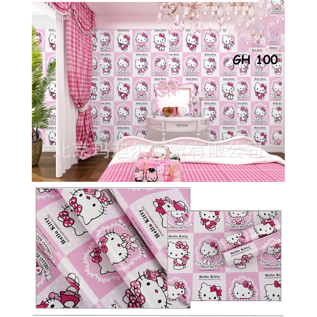 Jual Wallpaper Dinding Kamar Tidur Anak Motif Hello Kitty Doraemon Wallpaper Dinding Ukuran 45 ...