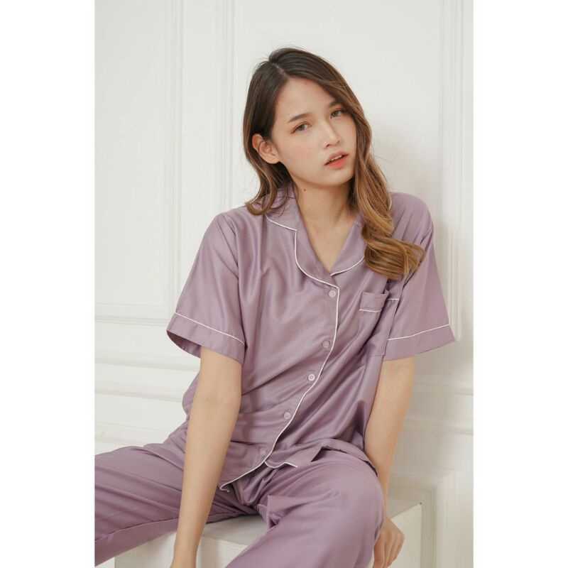 Jual TABRIZZO - Piyama Satin Velvet Polos | Piyama Dewasa Lengan Pendek ...