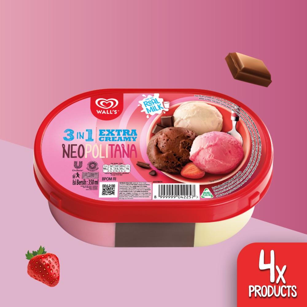 Jual 4 Pcs Wall's Ice Cream Neopolitana Extra Creamy 350ML - Es Krim ... Jual 4 Pcs Wall's Ice Cream Neopolitana Extra Creamy 350ML - Es Krim ...