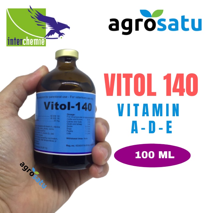 Jual Vitol 140 100ml ORI Vitamin A D3 E Obat Injeksi Perbaiki Kondisi & Produktivitas Ternak ...
