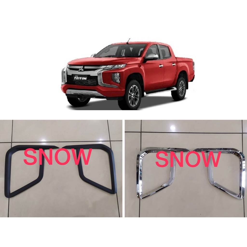 Jual Garnish Lampu Depan Bawah All New Pajero Triton 2019 2021 2022 UP Hitam Chrome | Shopee ...