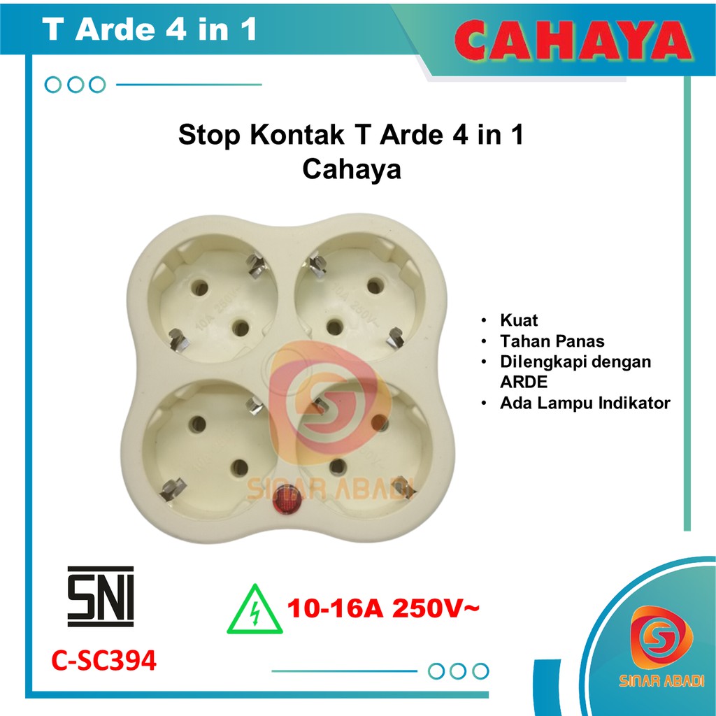 Jual Stop Kontak T Arde OB 4 in 1 CAHAYA SNI Steker Tusuk | Shopee ...