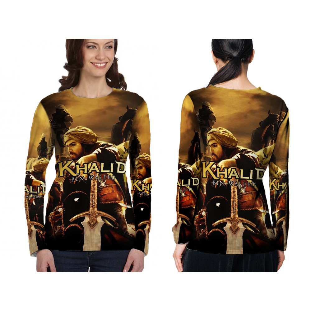 Jual T-Shirt Wanita Lengan Panjang New Hero muslim KHALID BIN WALID 3D ...