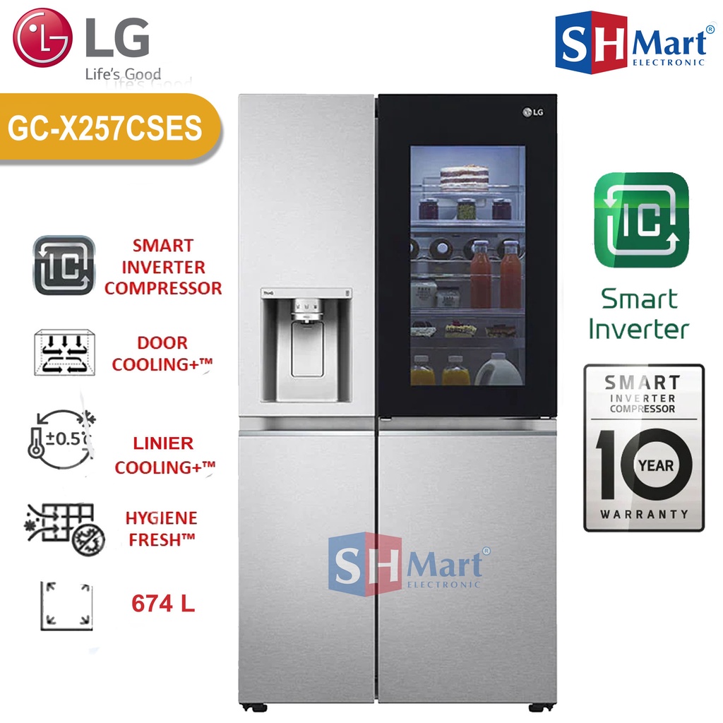 Jual KULKAS LG SIDE BY SIDE KAPASITAS 674 LITER WITH DISPENSER GC-X257CSES INSTAVIEW DOOR IN ...