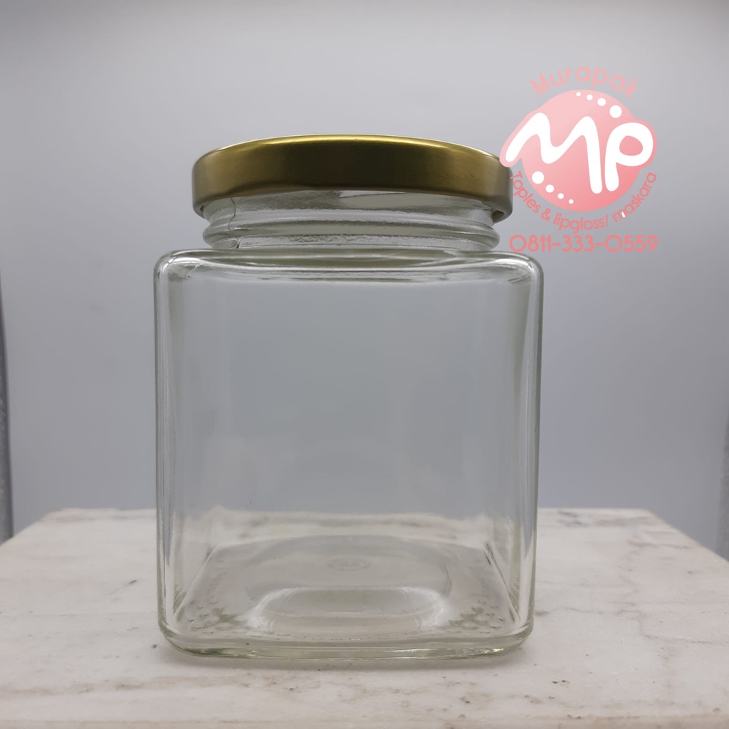 Jual TOPLES JAR KACA BOTOL SELAI /COOKIES KOTAK BENING 300ml TUTUP ...