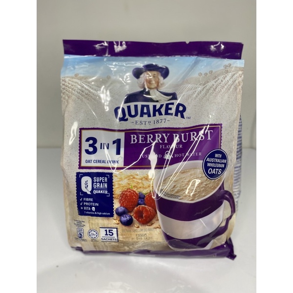 Jual QUACKER OAT MALAYSIA 3 IN 1 OAT CEREAL DRINK CHOCOLATE BERRY BURST ...
