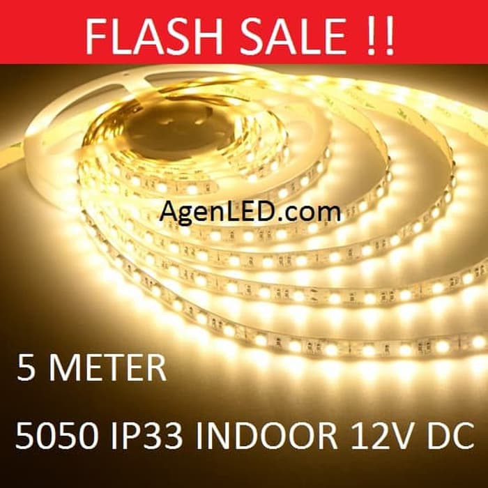 Jual Lampu LED Strip 5050 IP33 12v INDOOR Ledstrip ip 33 Warm White 12 ...
