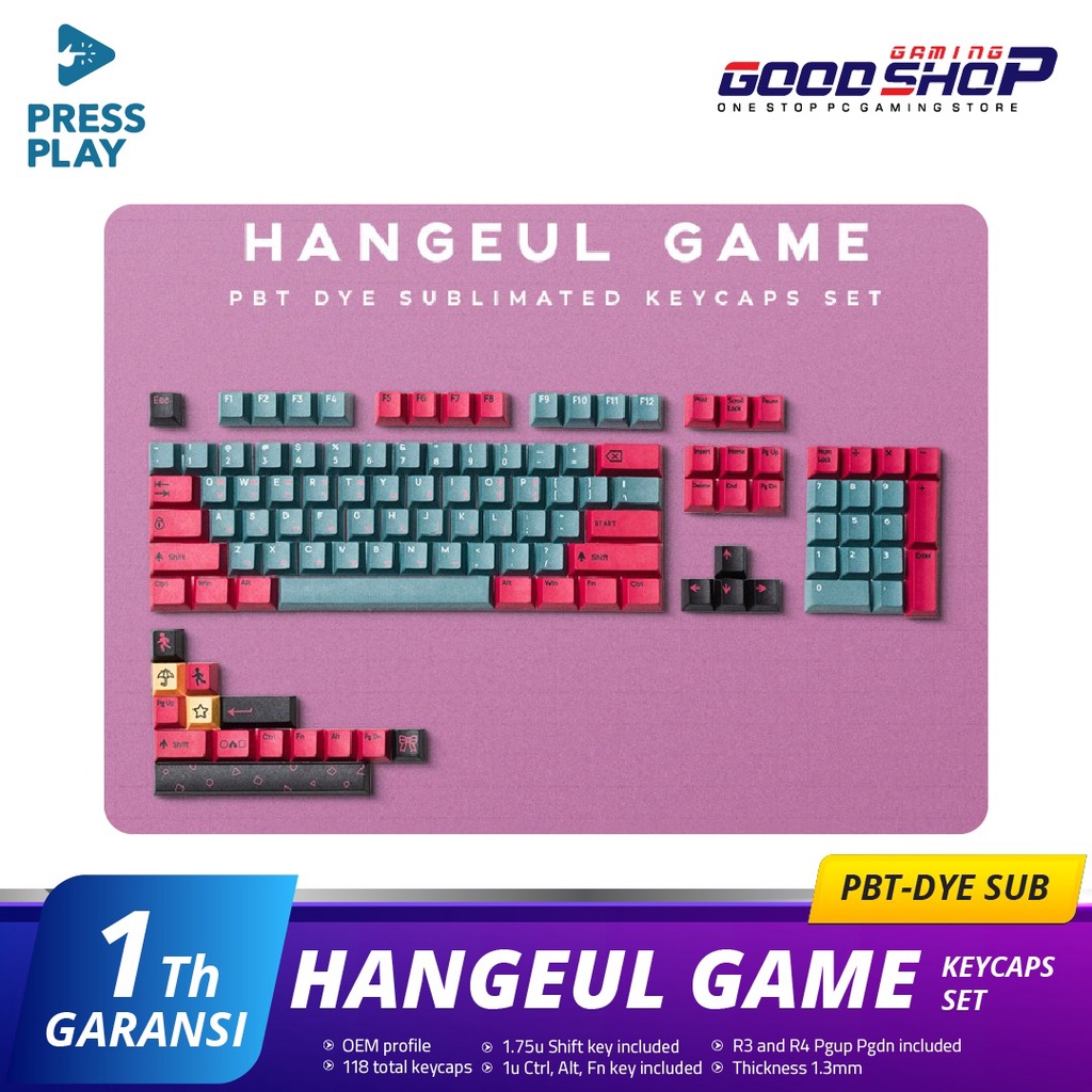 Jual Press Play HANGEUL GAME Korean Root PBT Dye Sub Keycaps Keycap Set | Shopee Indonesia