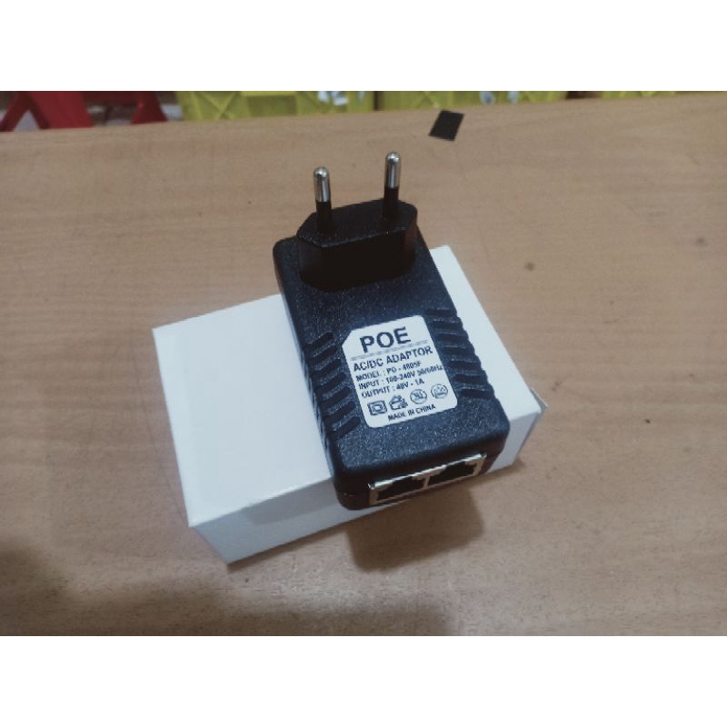Jual adaptor Poe 2 injector 48v 0.5a - 1a 24w ethernet cctv kamera IP ...