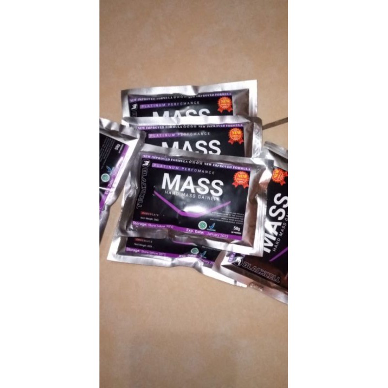 Jual black cell mass gainer sachet 35gr halal mui rasa coklat gainer ...