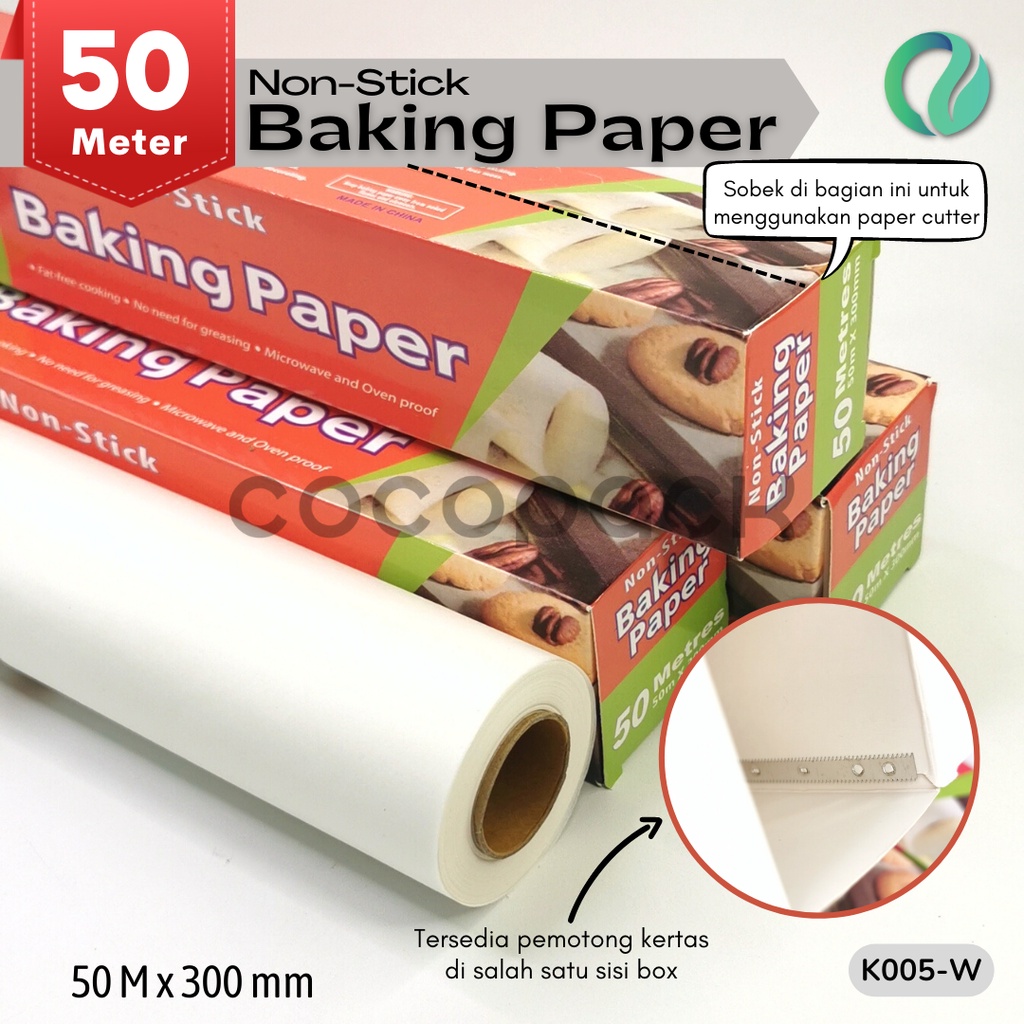 Jual Non Stick Baking Paper Kertas Alas Roti Kue 30cm x 50m White | Shopee Indonesia