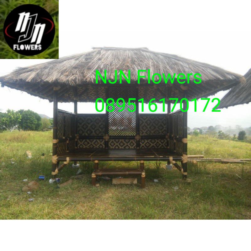 Jual gazebo bambu hitam atap injuk harga per m2 | Shopee Indonesia
