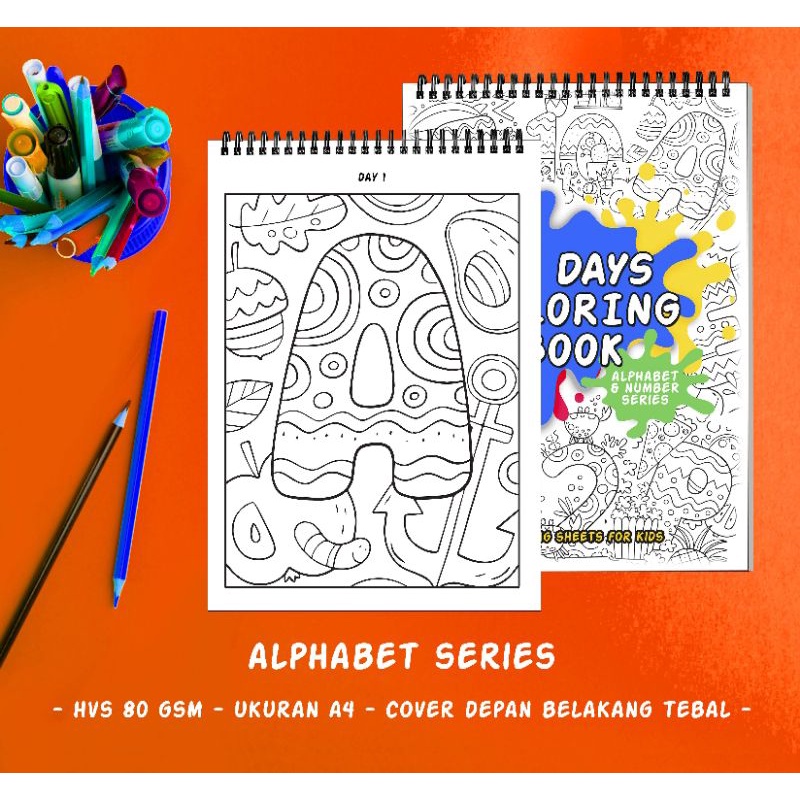Jual BUKU MEWARNAI A4 UNTUK ANAK 30 HARI DENGAN TEMA.. COLORING BOOK ...