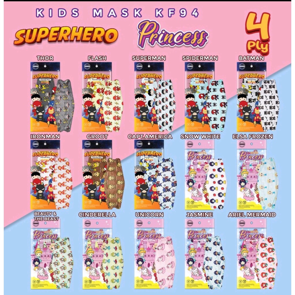 Jual Masker Anak / Kids Motif Gambar / karakter murah Lucu KF94 4ply ...