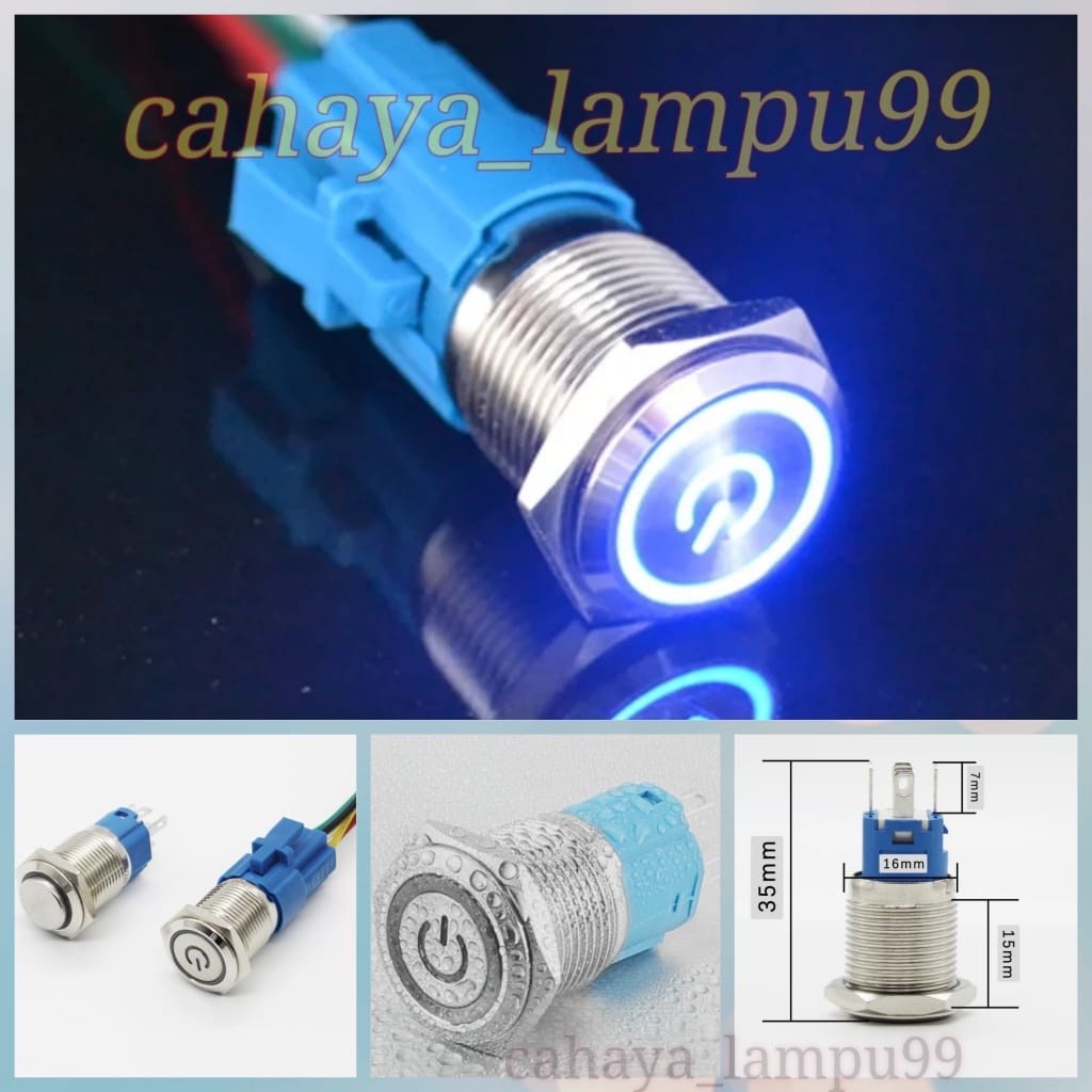 Jual Saklar LED Stainless Tombol On Off Push Button Metal plus soket ...