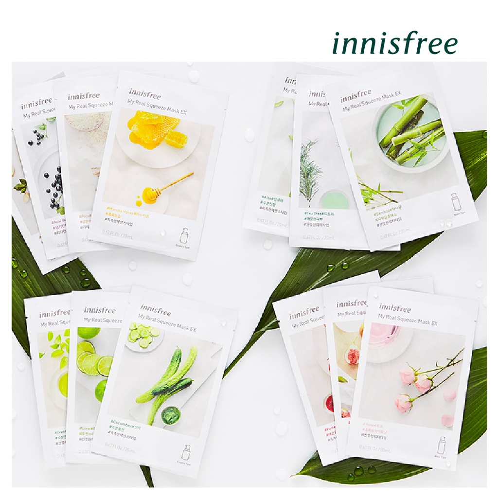Jual INNISFREE MY REAL SQUEEZE SHEET MASK 23ML / MASKER INNISFREE ORI KOREA 1Pc | Shopee Indonesia