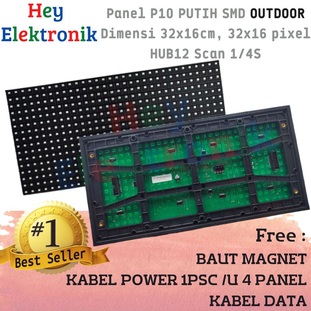 Jual Panel Module model Led P10 Putih White SMD outdoor Running Text ...