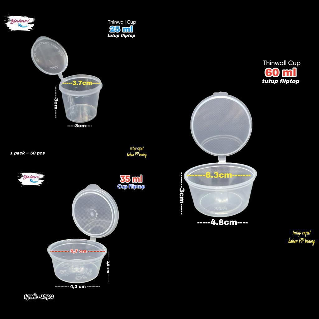 Jual Thinwall Cup Saos Sambal Puding 25ml 35ml 60ml tutup sambung 50 pcs | Shopee Indonesia