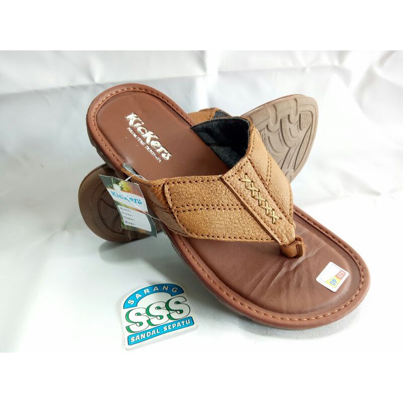 Jual Sendal Pria Slide Kickers Urban Bahan Kulit Santai Nyaman Jalan ...