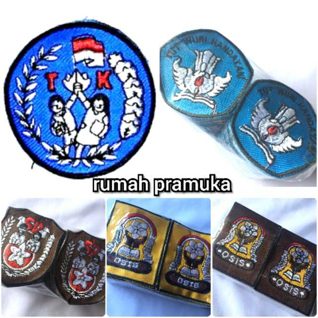 Jual 100 biji badge TK bordir - badge sd bordir - badge smp bordir ...