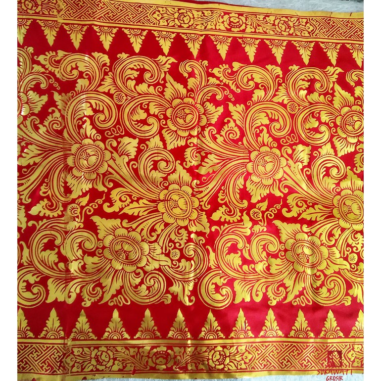 Jual Kain Dekorasi Prada Bali Motif Ukiran Patra Merah | Shopee Indonesia