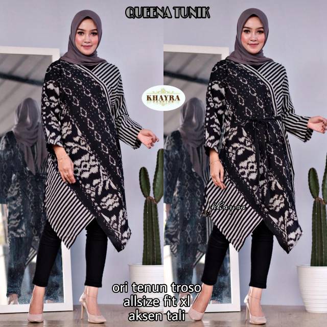 Jual QUEENA TUNIK DRESS TENUN TROSO ASLI | Shopee Indonesia