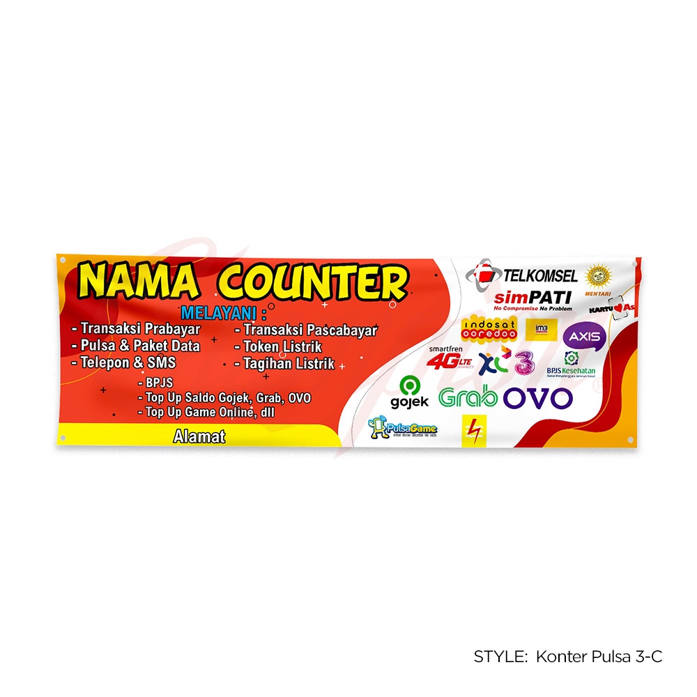 Jual Sanduk Konter Pulsa Banner counter Pulsa spanduk promosi mmt ...