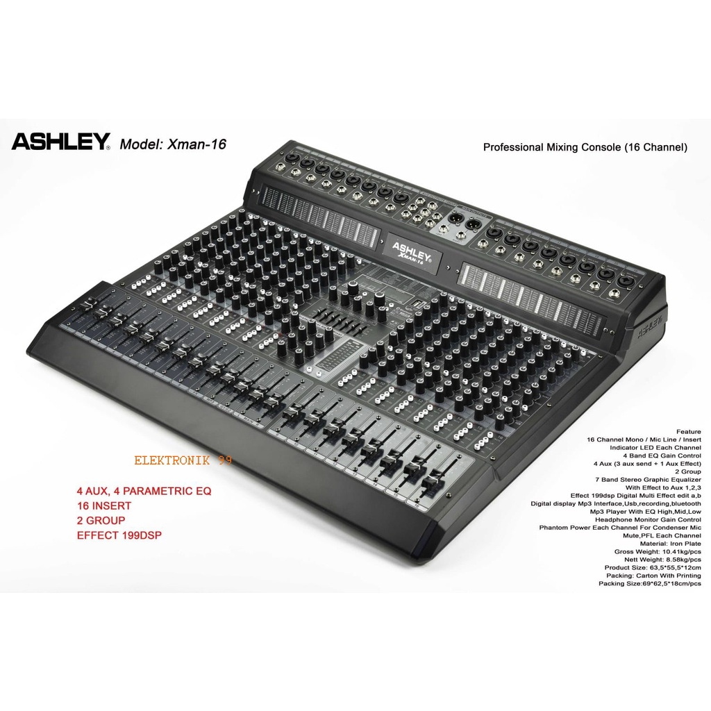 Jual Mixer Ashley 16 Channel Original Ashley Xman16 Bluetooth Usb Pc ...